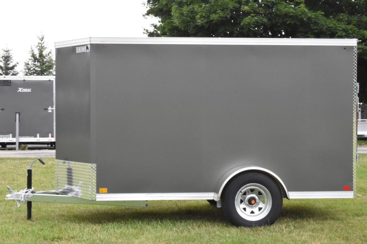 5' x 10' Rhino Galvanized Single Axle Enclosed Cargo Trailer w/ Side D ...