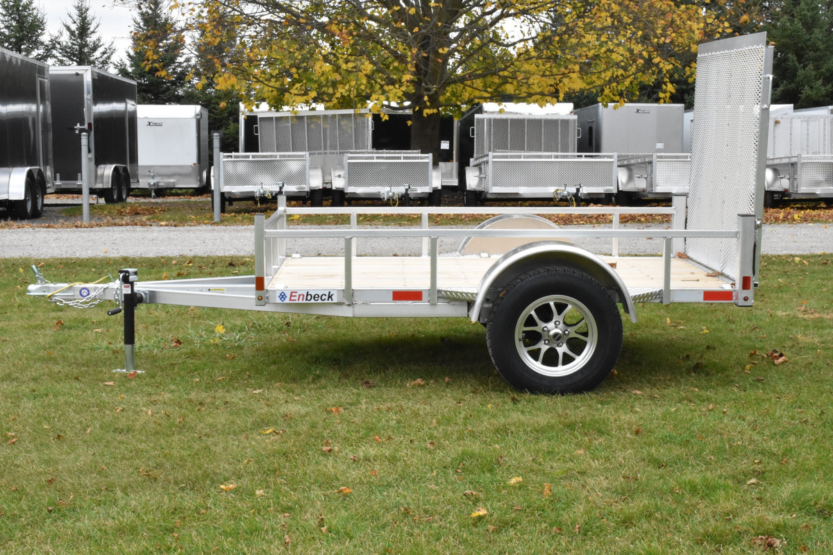 5' x 8' Enbeck Single Axle Aluminum Open Side Trailer w/ Aluminum Rims ...