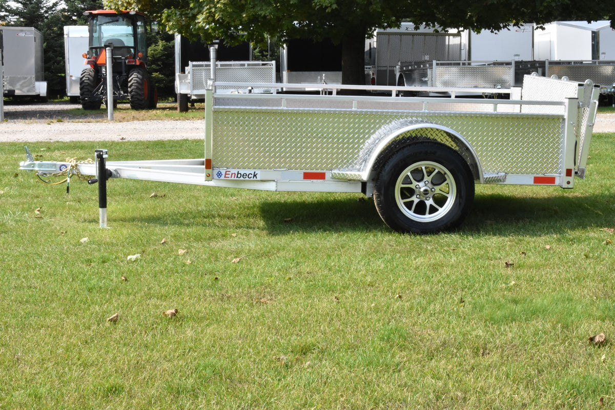 5' x 8' Enbeck Single Axle Aluminum Utility Trailer w/ Aluminum Rims ...
