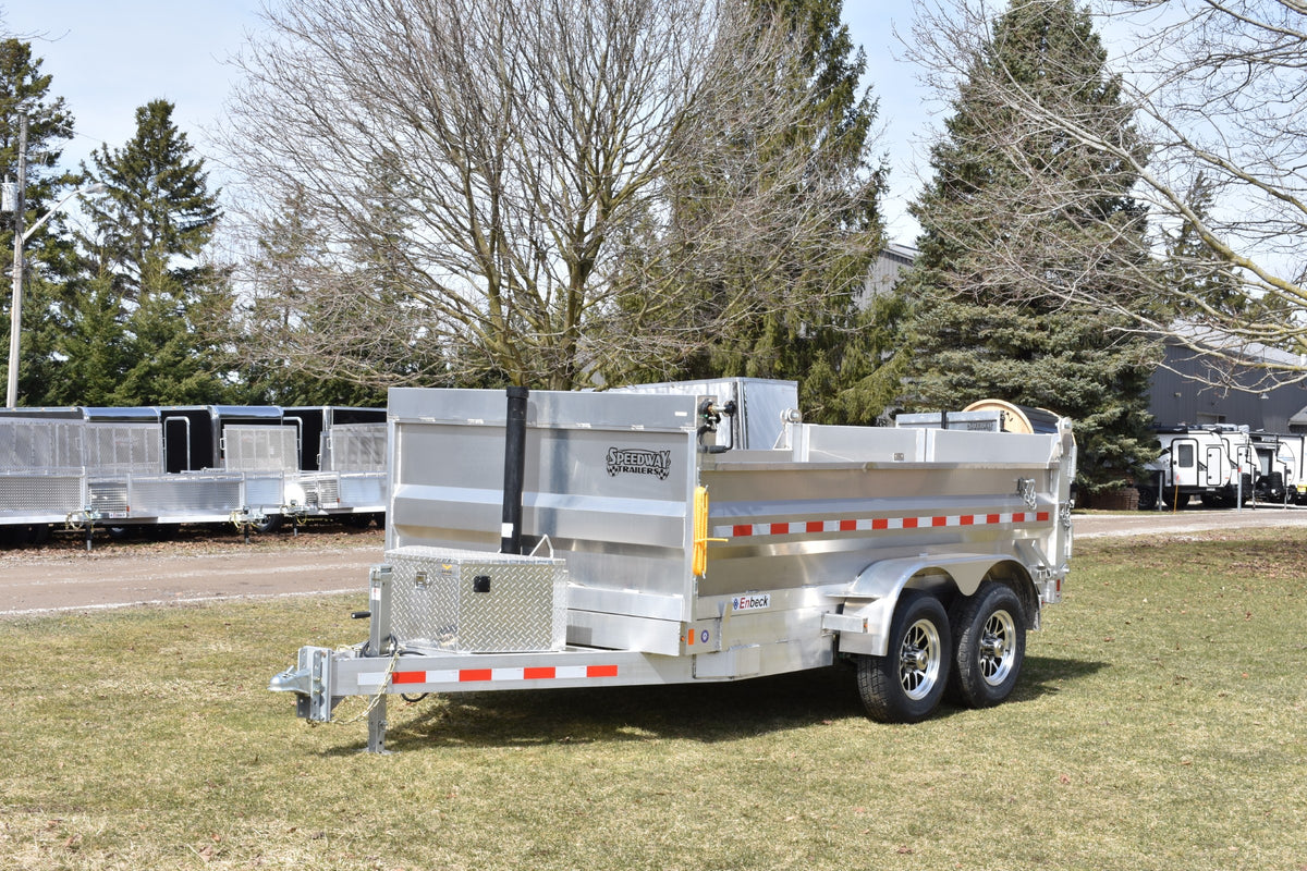 6' x 12' Enbeck 5-Ton Tandem Axle Aluminum Dump Trailer w/ Aluminum Ri ...